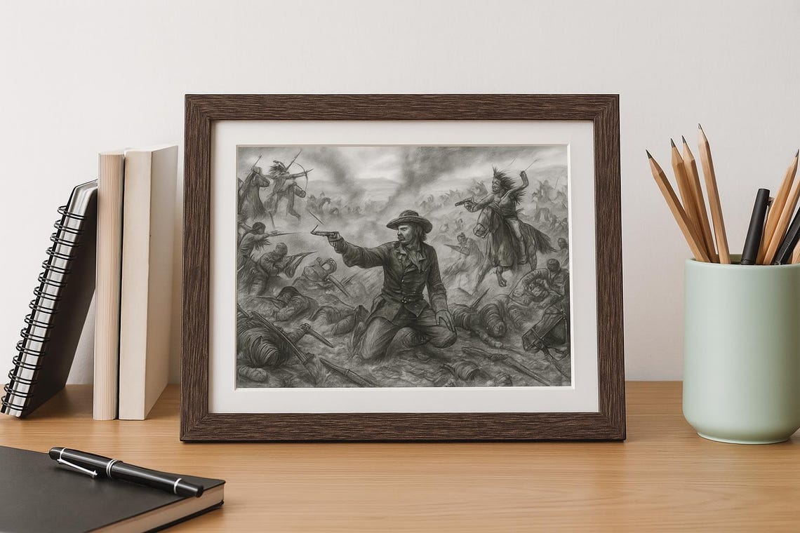 Custer's Last Stand Art Print: Battle of Little Bighorn Graphite ...