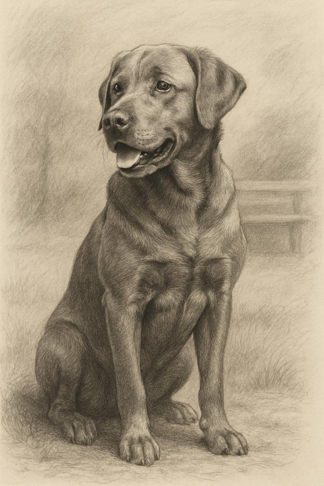 Labrador Retriever Graphite Drawing – Realistic Dog Portrait Digital ...