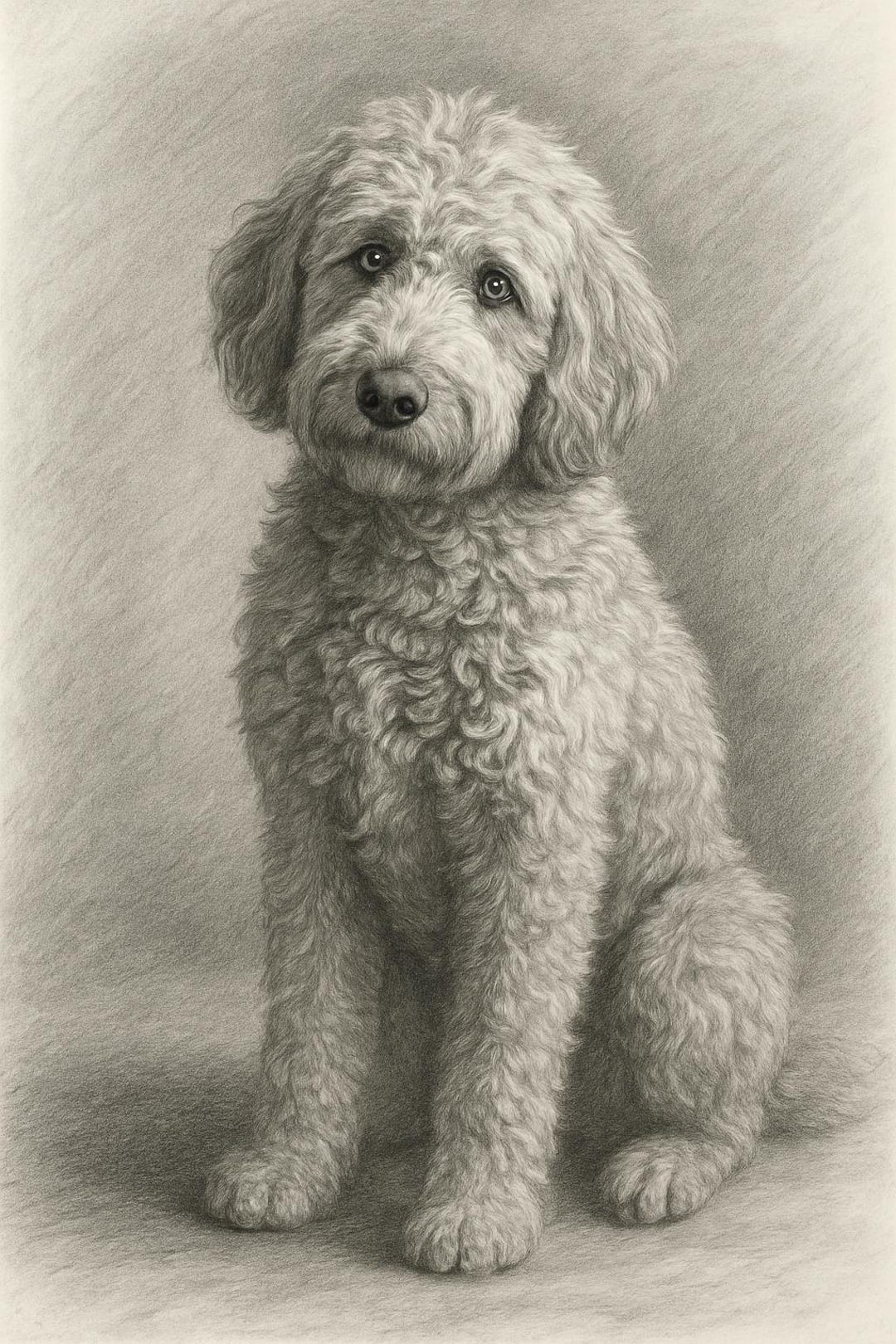 Golden Doodle Graphite Drawing: Realistic Dog Portrait Art (digital ...