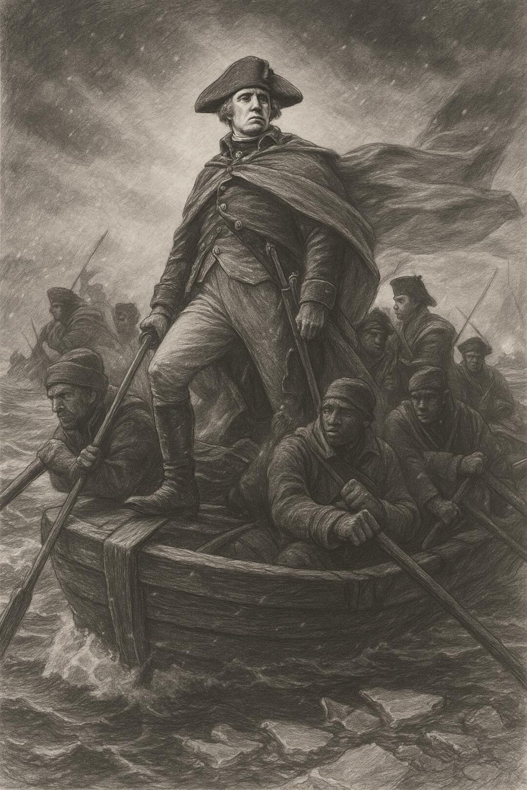 Washington Crossing the Delaware Art Print: Revolutionary War Graphite ...