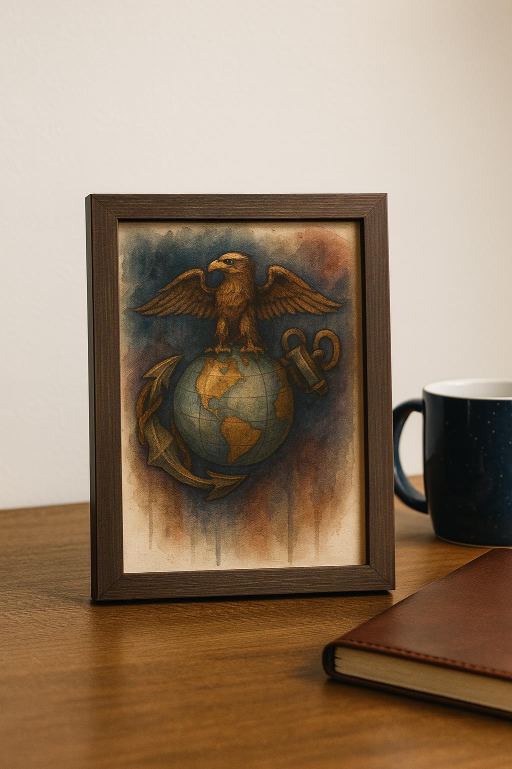 Watercolor USMC Eagle Globe Anchor Print: Semper Fi Marine Corps Decor ...