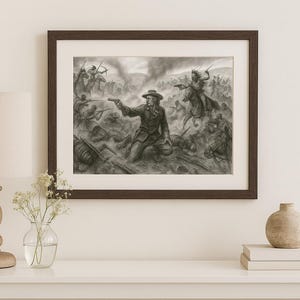 Custer's Last Stand Art Print: Battle of Little Bighorn Graphite ...