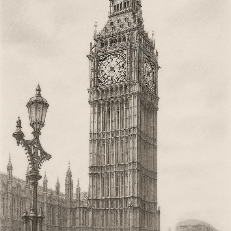 Pencil Drawing of Big Ben - Etsy