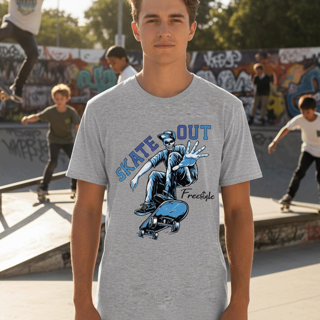 Skeleton Skater T-shirt, Cotton Skateboarding Tee, Skateboarder Gift - Etsy