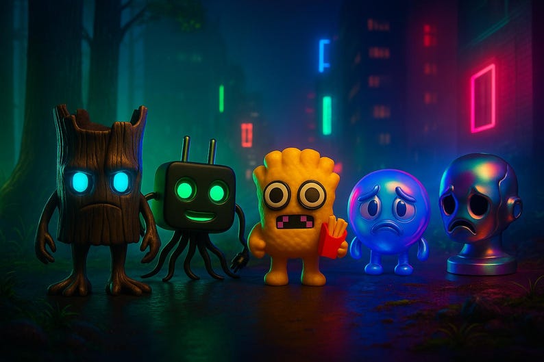 Brainrot Wallpapers Vol. 2 | 5 Surreal 3D Characters | Neon Tech ...