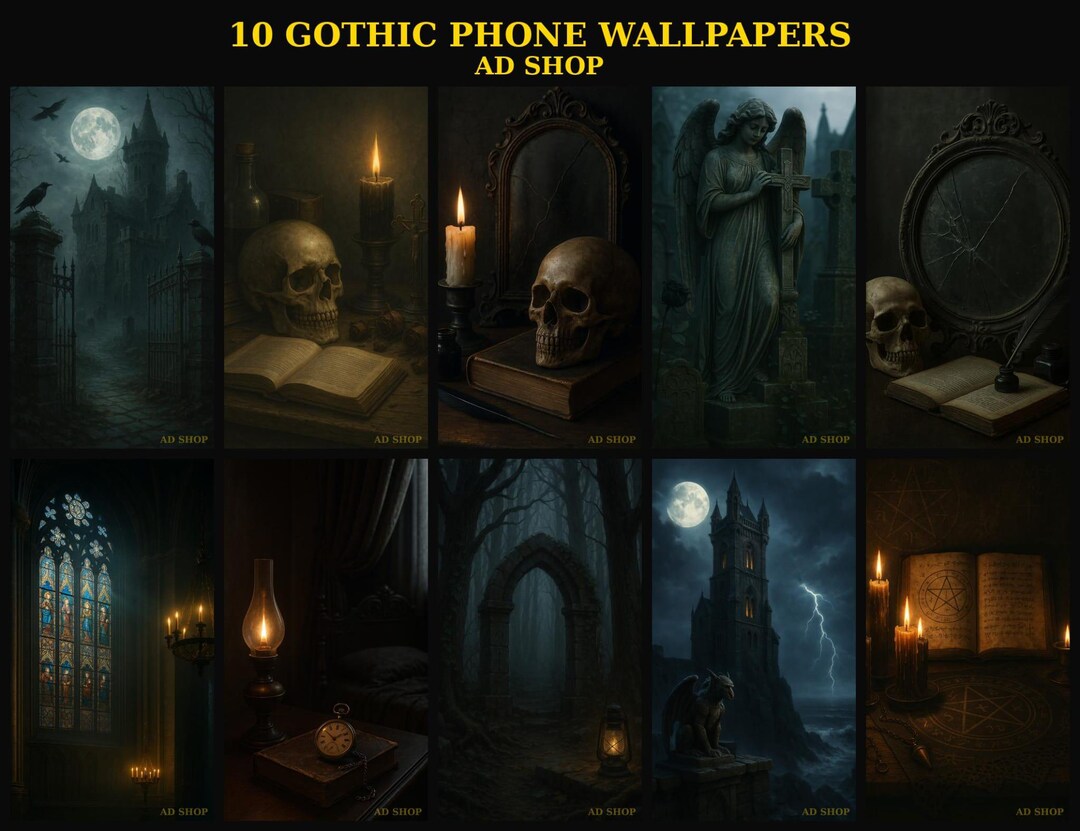 10 Gothic Phone Wallpapers - Instant Digital Download. Themes Include ...