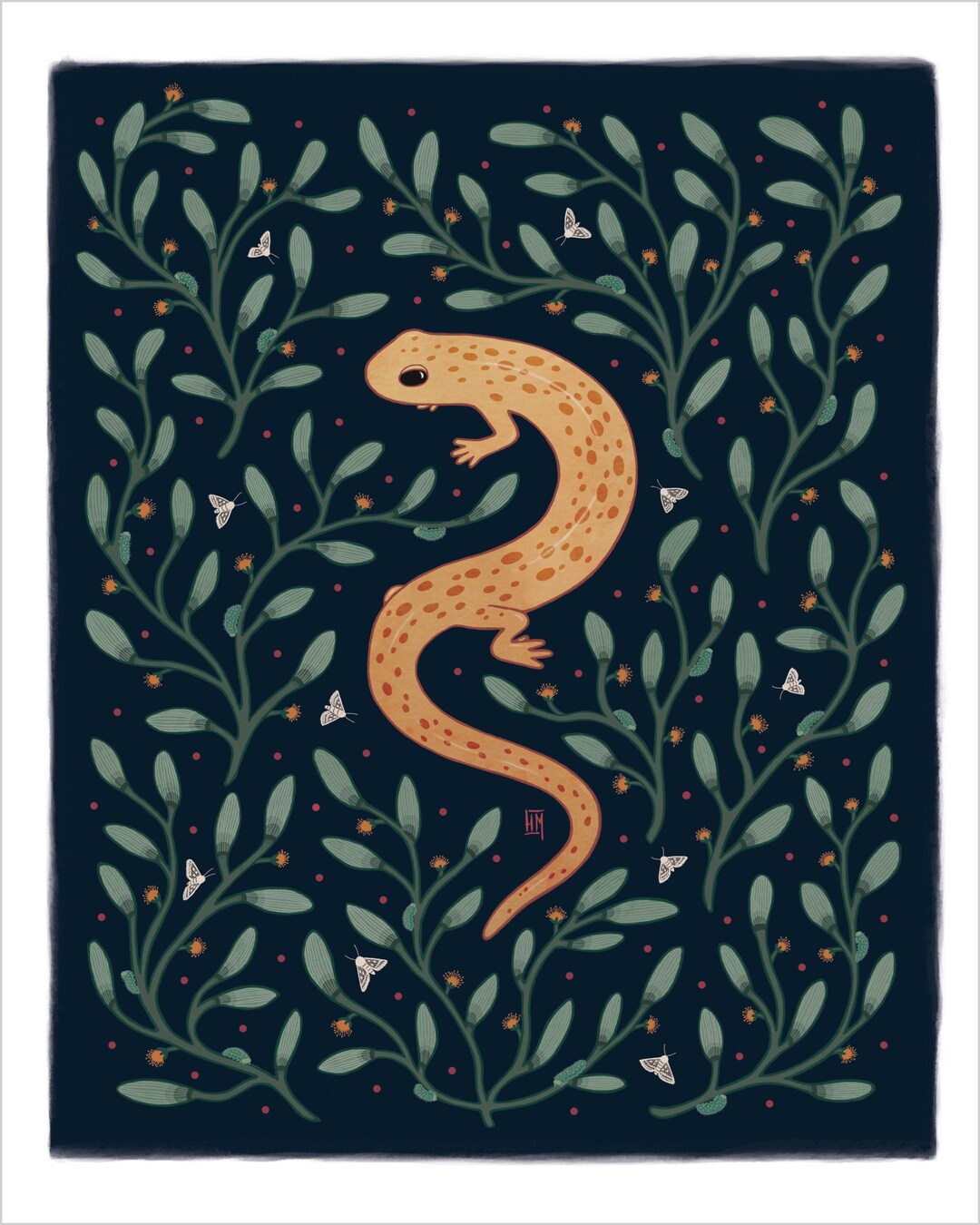 Yellow Salamander Giclée Art Print, Amphibian Art - Etsy