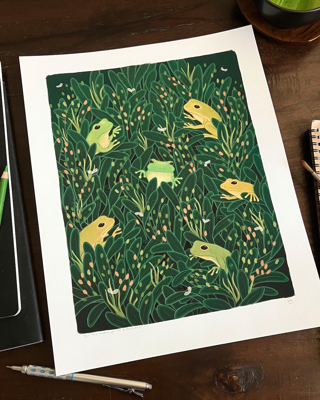 Green Frog Giclée Art Print, Tree Frogs Illustration, Whimsical Frog ...