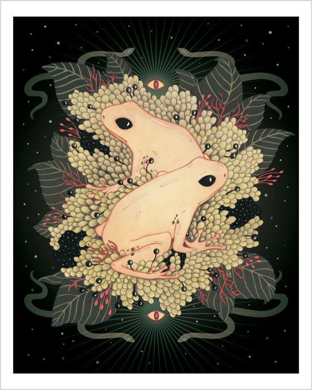 Golden Frogs Giclee Art Print, Dart Frogs, Frog Illustration, Frog Wall ...