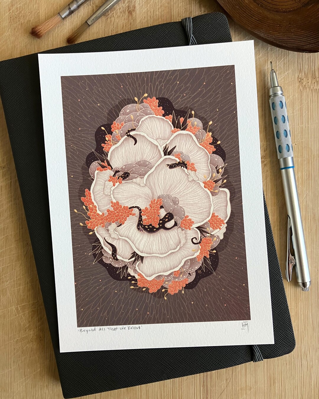 Spotted Salamander Giclee Art Print, Cute Salamander and Mushroom Wall ...
