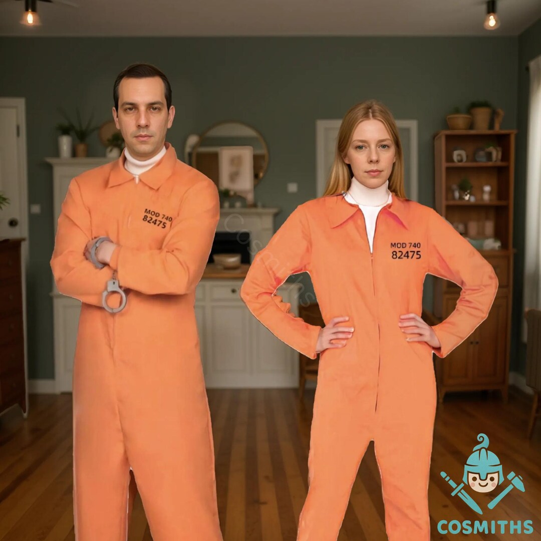 Orange Prisoner Jumpsuit Costume – Unisex Adult Outfit, Polyester ...