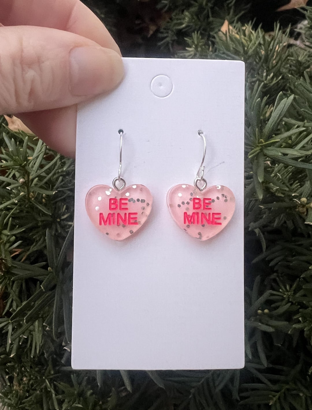Be Mine Conversation Heart Glitter Dangle Valentines Day Earrings - Etsy