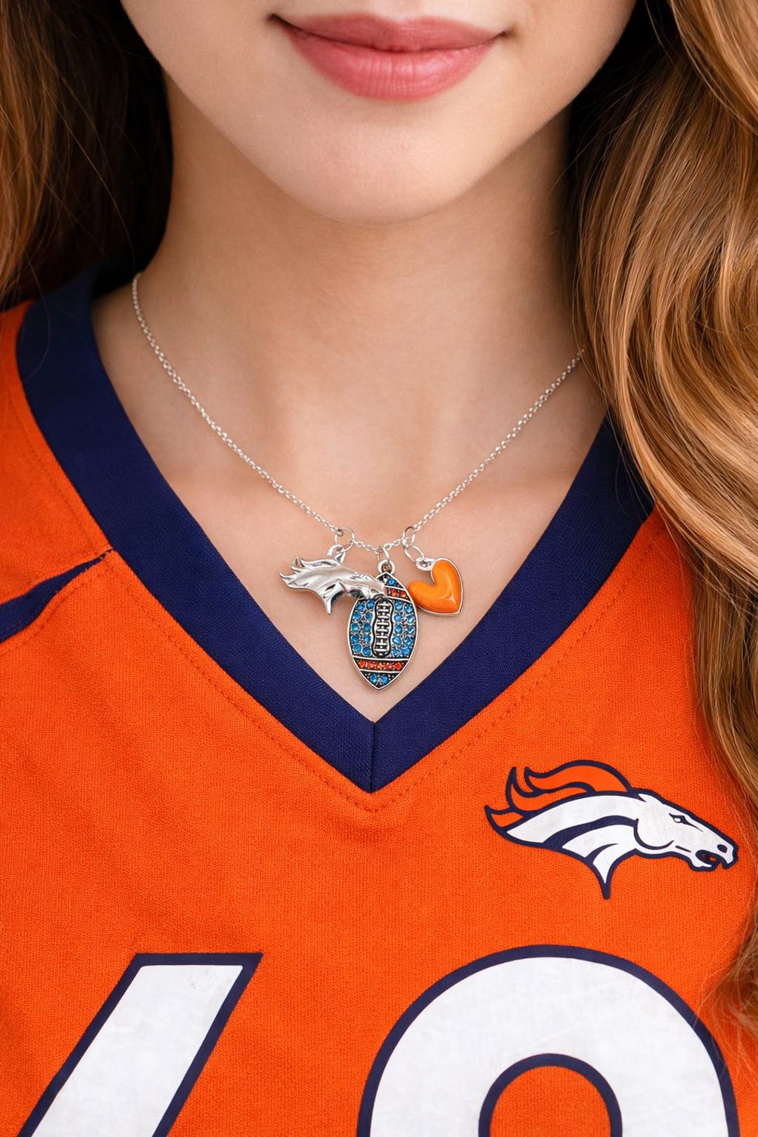 Denver Broncos Charm Necklace Football NFL - Etsy