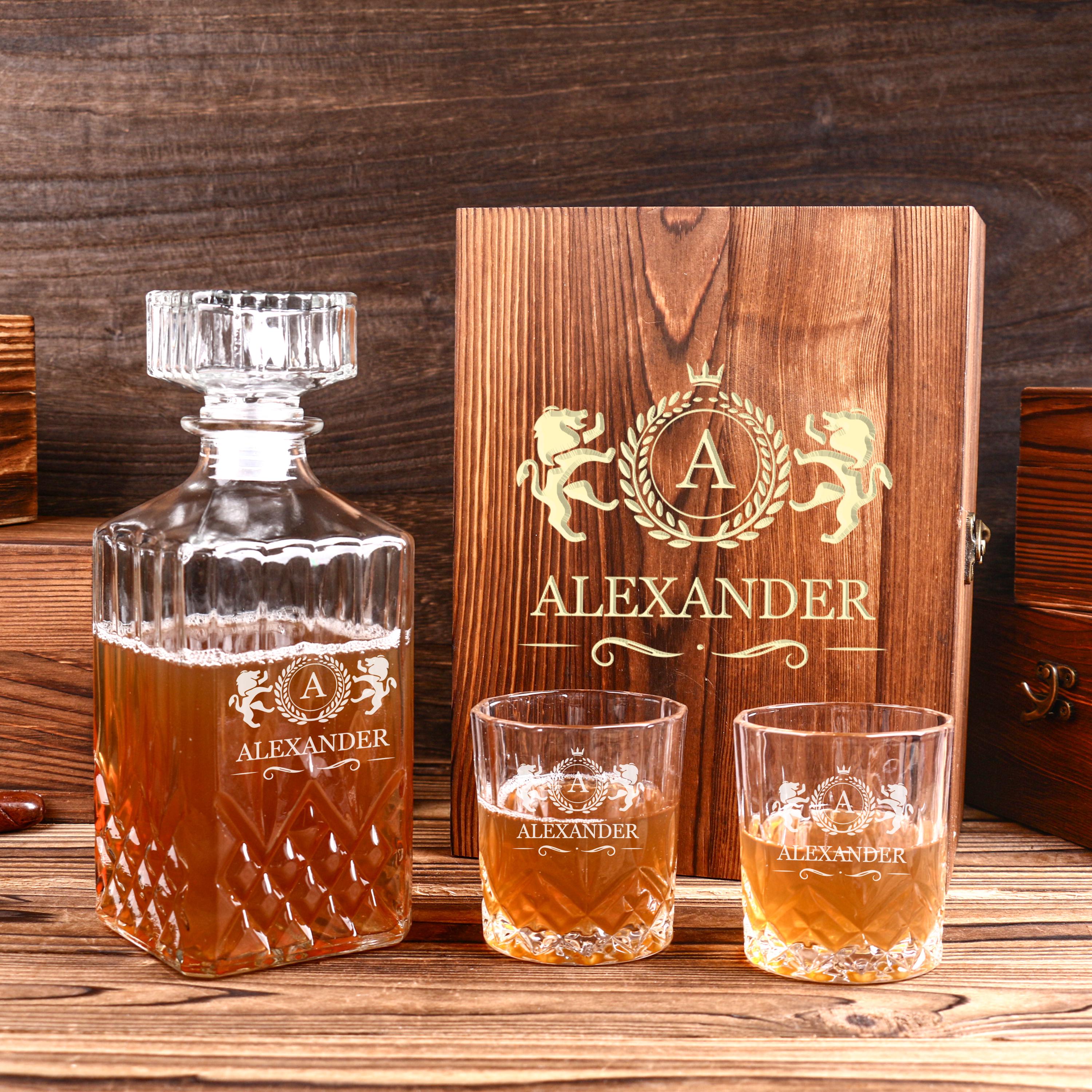 Custom Engraved Bourbon Decanter Set With Bourbon Glasses,gift for ...