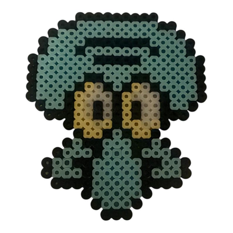 Squidward Face Perler Bead Art | Handmade Pixel Keychain, Wall Decor - Etsy