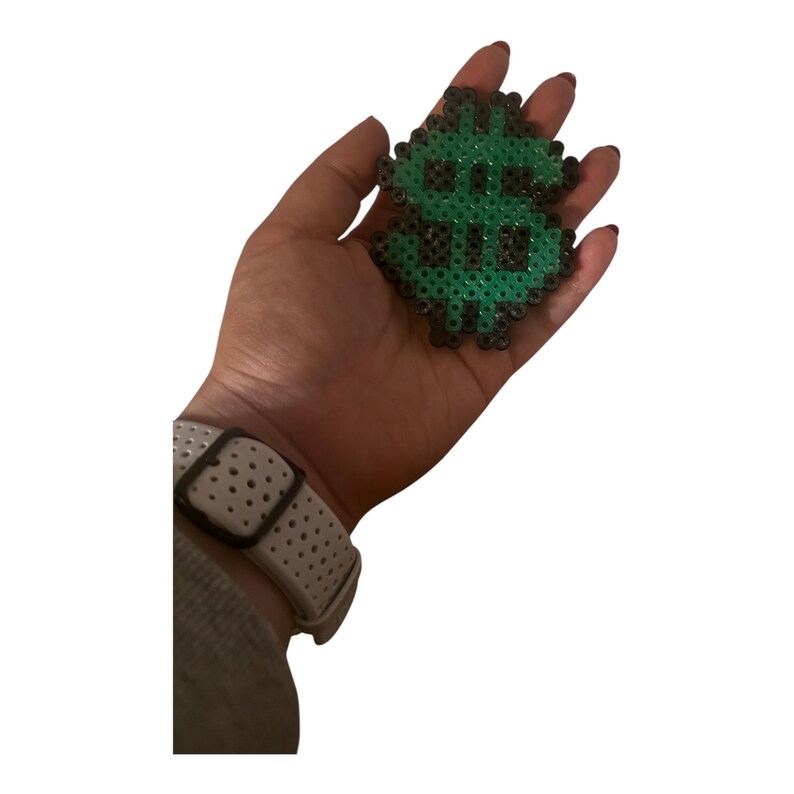 Dollar Sign Perler Bead Art - Handmade Pixel Currency Wall Decor, Money ...
