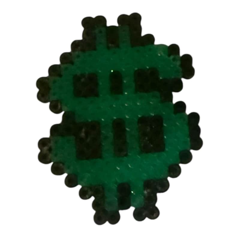 Dollar Sign Perler Bead Art - Handmade Pixel Currency Wall Decor, Money ...