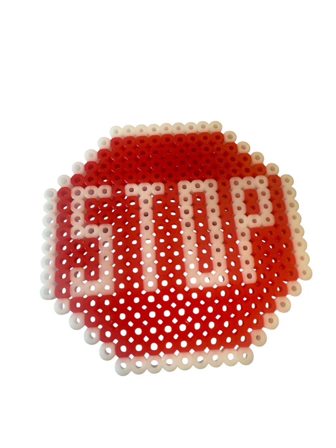 Stop Sign Perler Bead Art | Handmade Pixel Art Magnet, Keychain, or ...