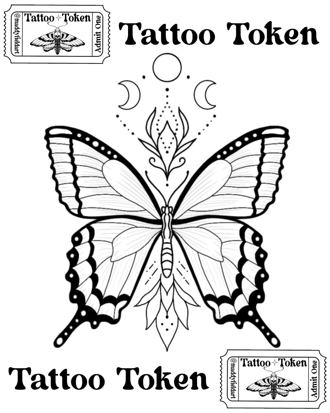 Ornamental Butterfly Tattoo Token - Etsy