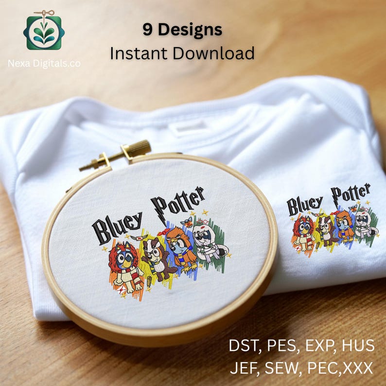 Bluey Embroidery Design Bundle: 9 Cartoon Designs, 6 Sizes (instant ...