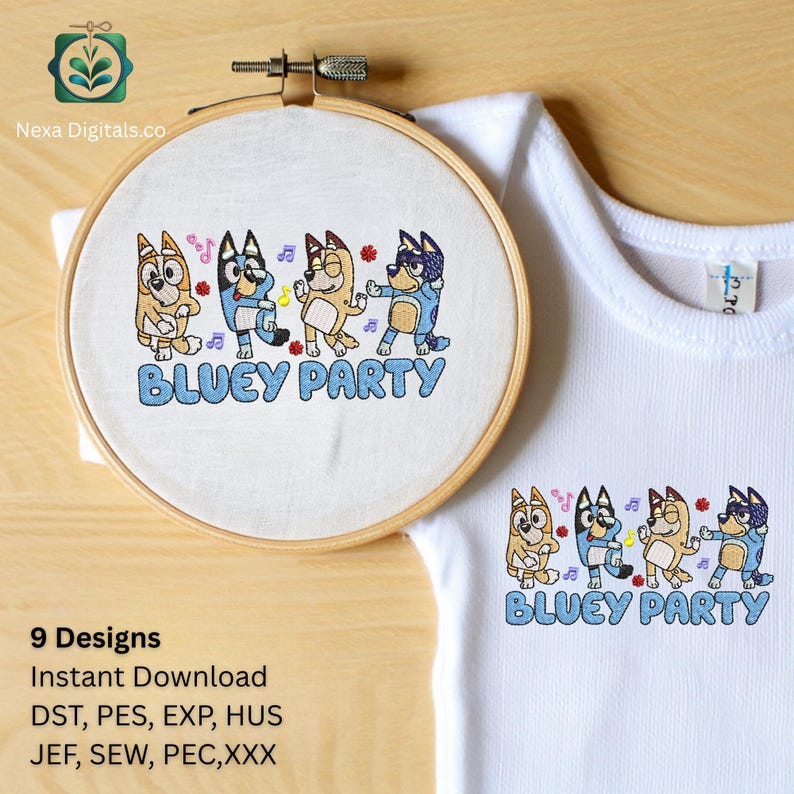 Bluey Embroidery Design Bundle: 9 Cartoon Designs, 6 Sizes (instant ...