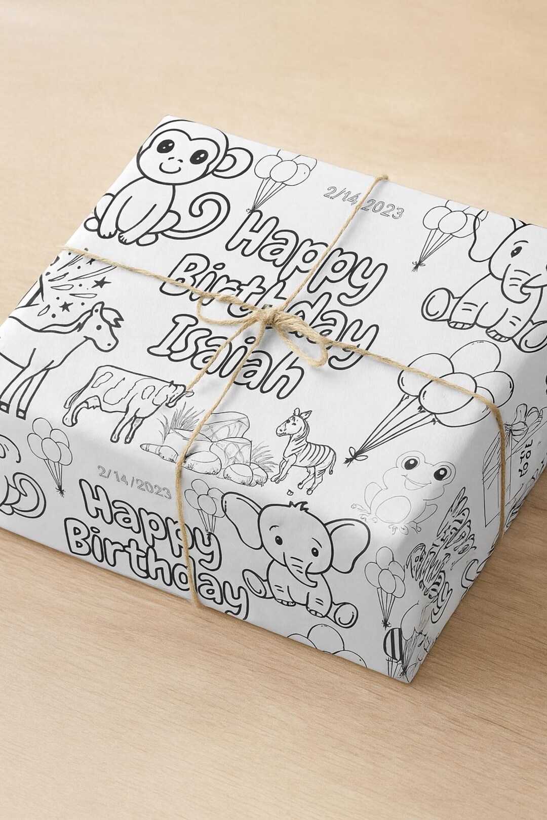 Personalized Coloring Page Wrapping Paper: Kids Celebration Gift Wrap ...