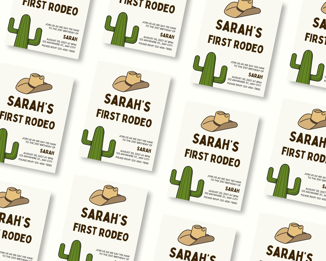 First Rodeo 21st Birthday Invitation Editable Digital Template Canva ...