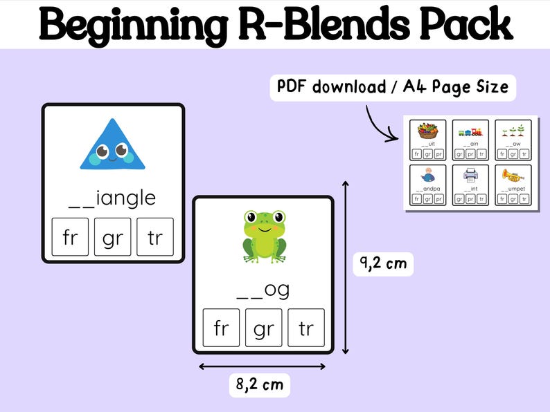 R‑blends Phonics Pack – Worksheets & Flashcards | Kindergarten ESL ...
