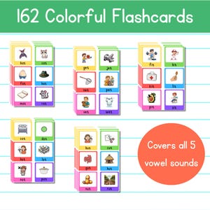 CVC Flashcards With Pictures – 162 Phonics Cards for Short A, E, I, O ...