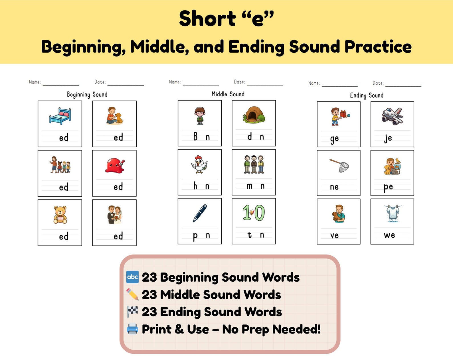 CVC Flashcards & Missing Sound Worksheets | 162 Words A E I O U ...