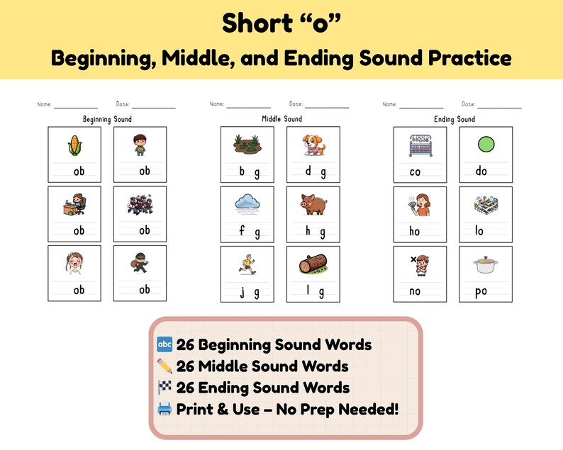 CVC Flashcards & Missing Sound Worksheets | 162 Words A E I O U ...
