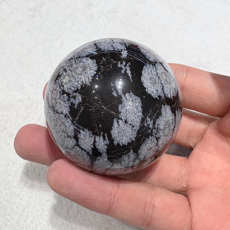 Snowflake Obsidian Sphere | Natural Crystal Ball | Protection, Balance ...