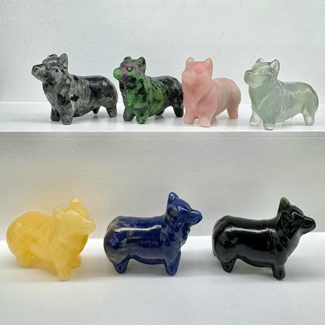 1.5‘’crystal Corgi Dog Carving | Hand Carved Mini Corgi Figurine ...