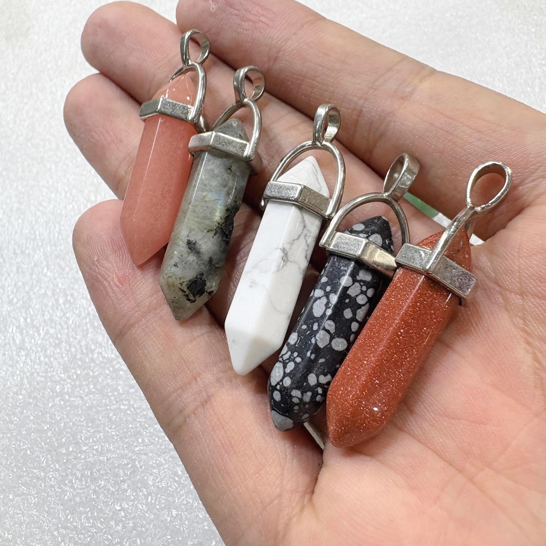 Crystal Hexagonal Point Pendant Necklace, Gemstone Energy Charm - Etsy