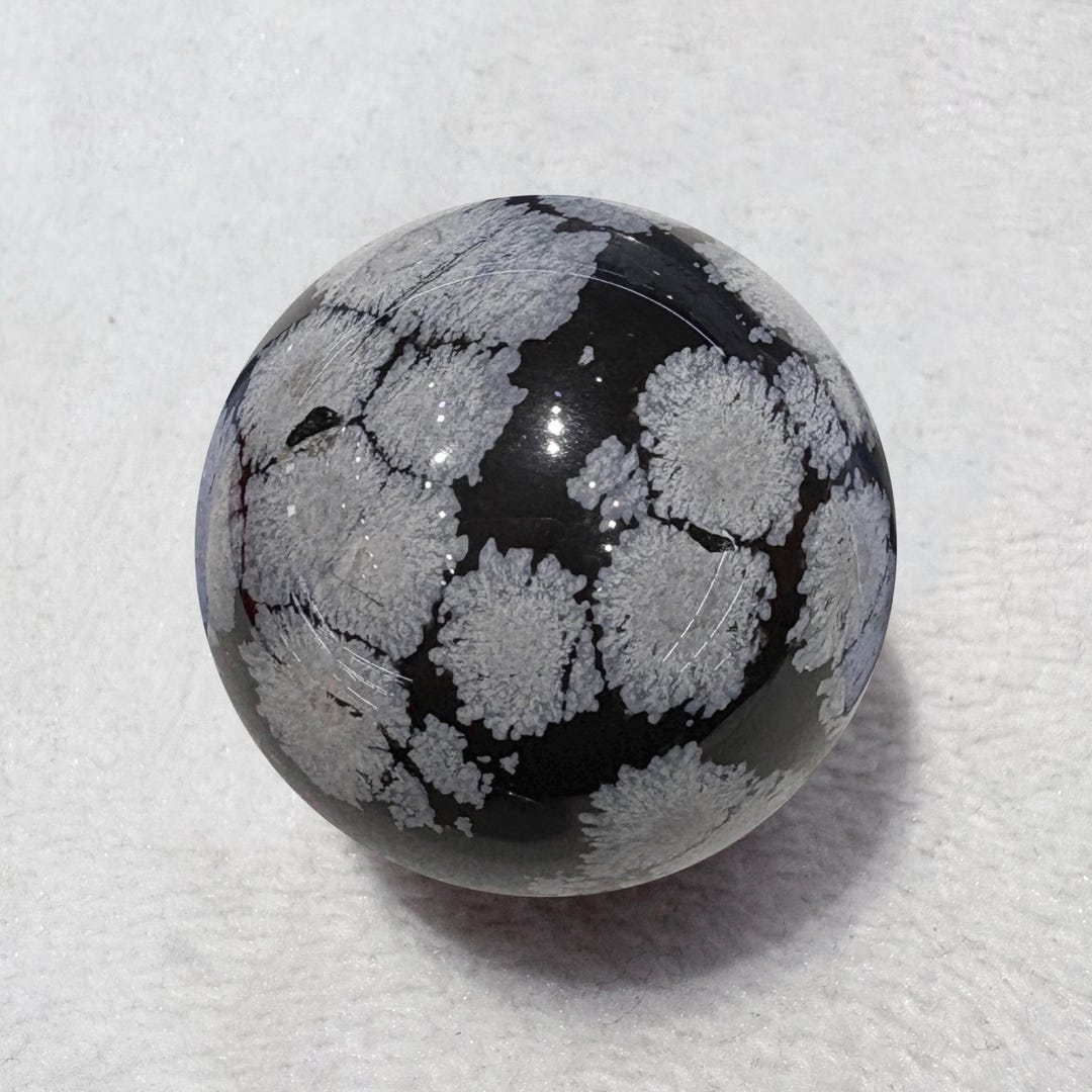 Snowflake Obsidian Sphere | Natural Crystal Ball | Protection, Balance ...