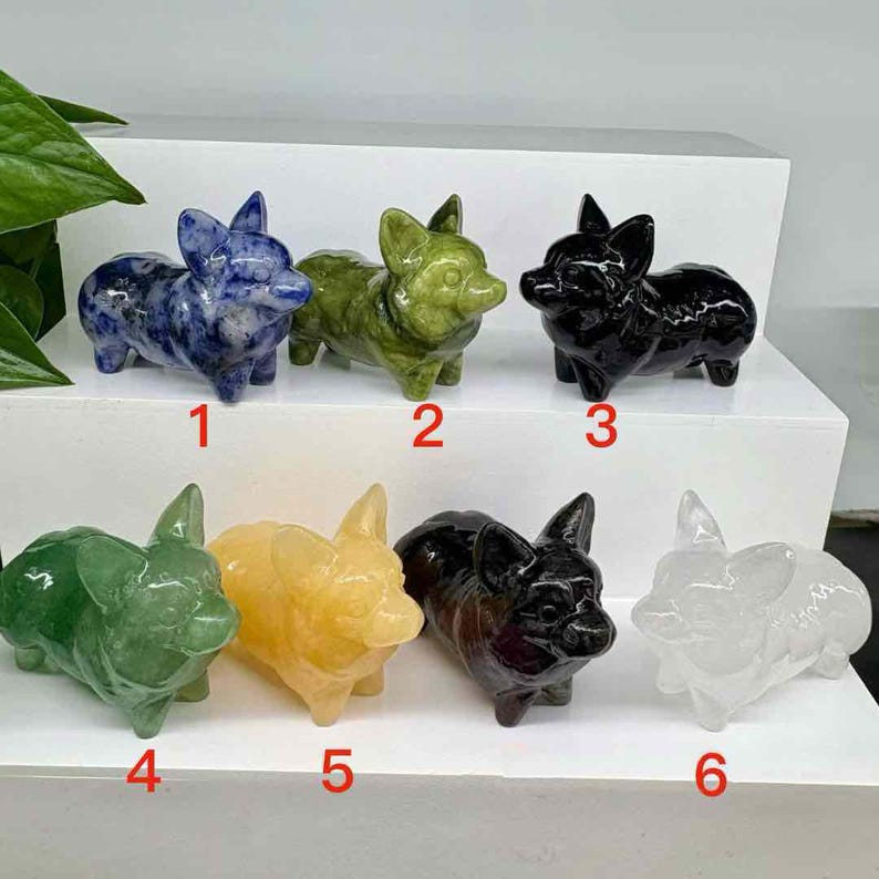 2.3‘’crystal Corgi Dog Carving | Hand Carved Stone Corgi Figurine ...