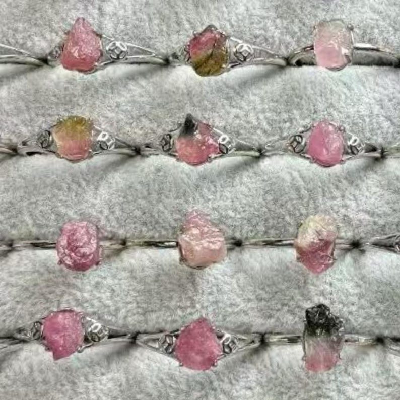 Natural Watermelon Tourmaline Raw Stone Ring – Copper Setting ...