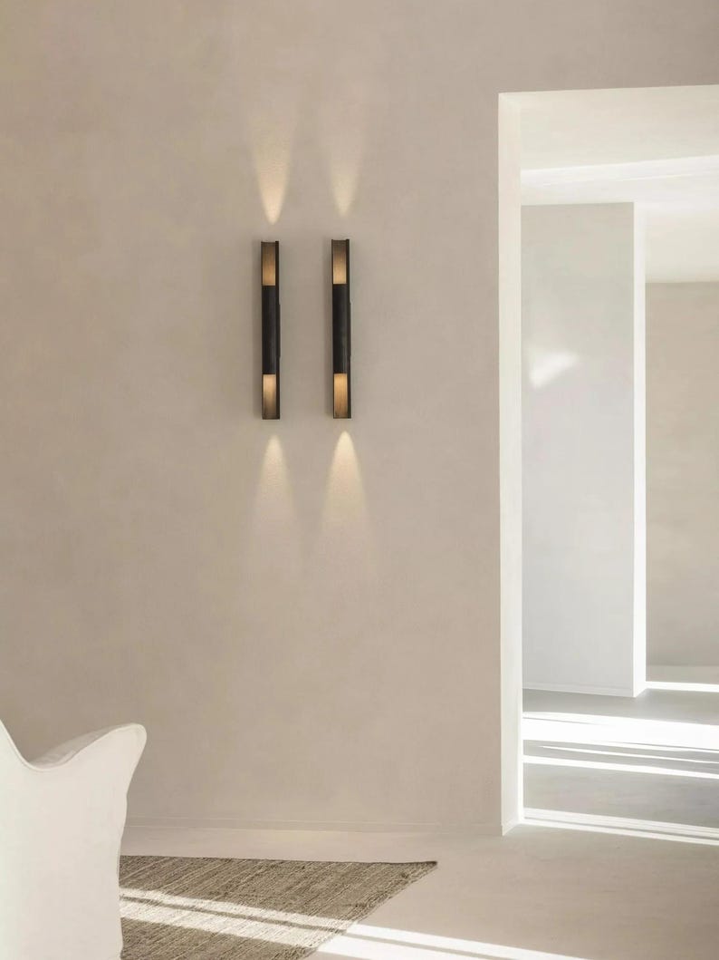 Handmade Brass Wall Sconce – Modern Vertical Tube Wall Light – up Down ...