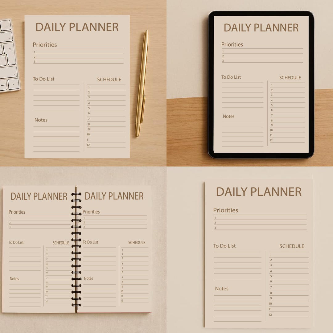 Pastel Daily Planner Printable: Minimalist Productivity, Schedule ...
