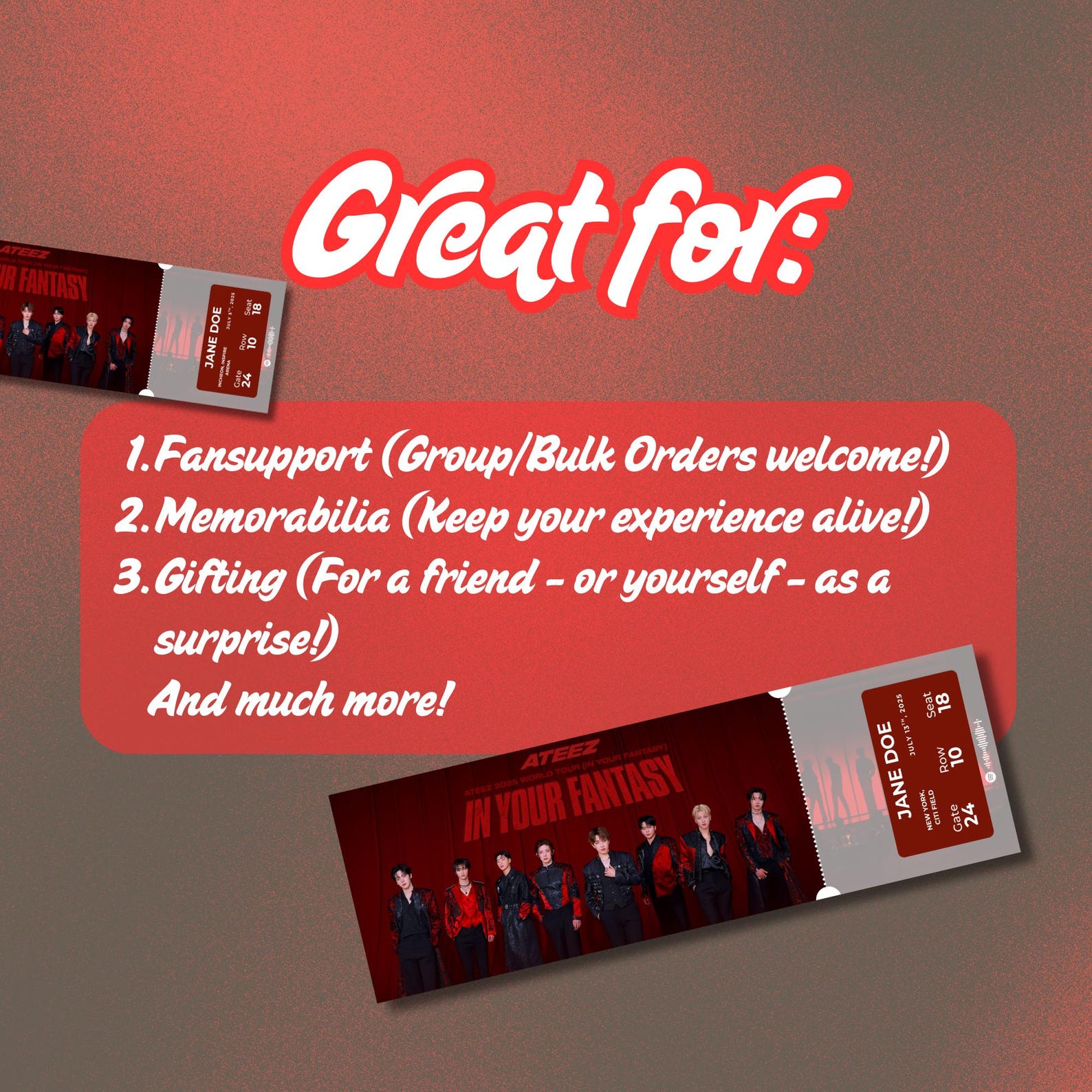 Ateez in Your Fantasy Custom Printable Concert Ticket, Concert Ticket ...