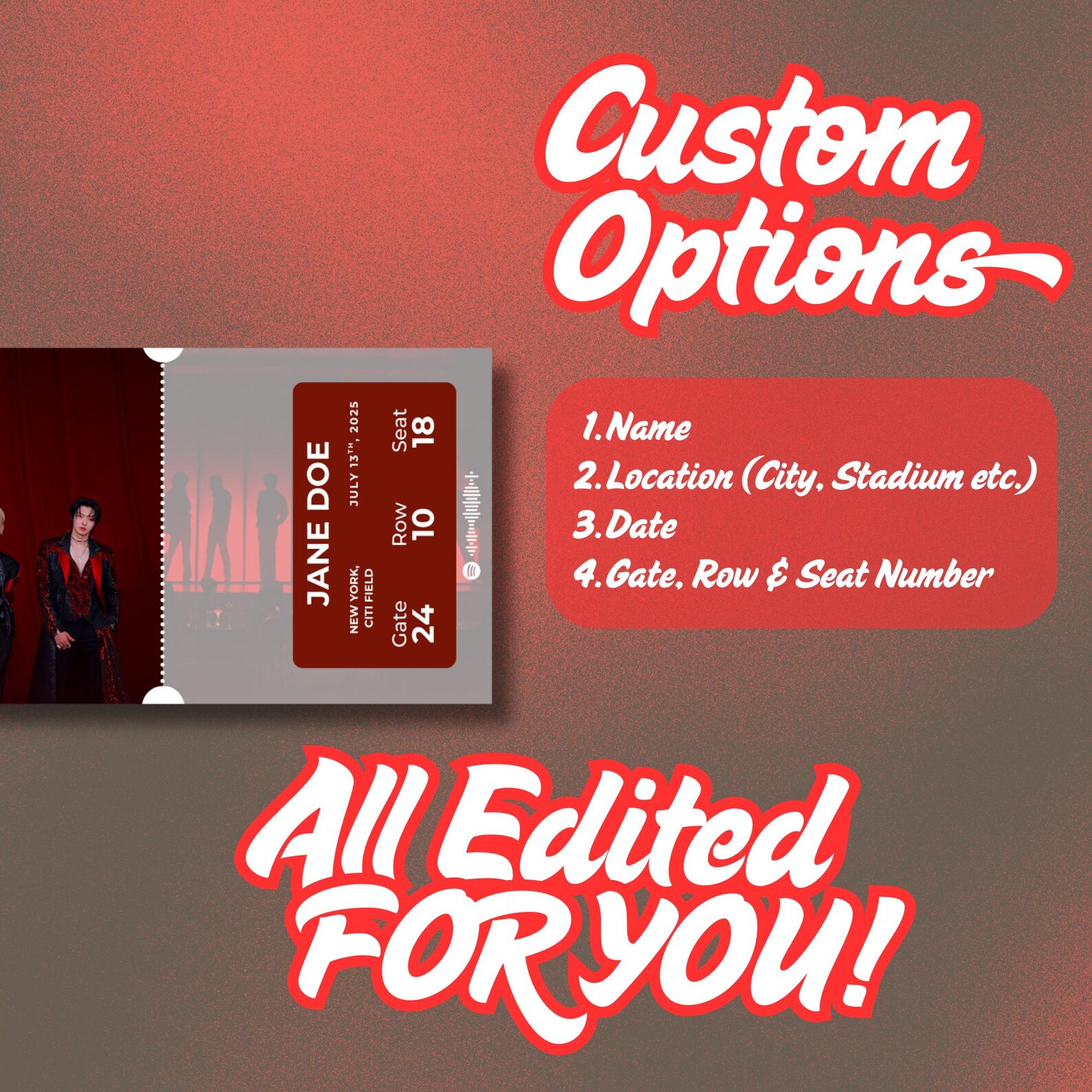 Ateez in Your Fantasy Custom Printable Concert Ticket, Concert Ticket ...