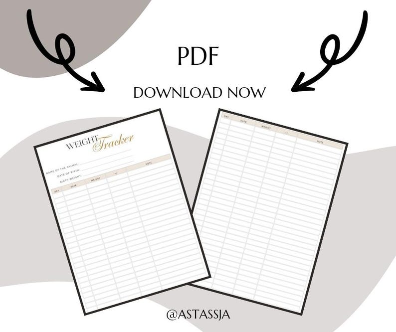 Pet Weight Tracker PDF – Printable A4 Pet Growth Health Log – Dog Cat ...