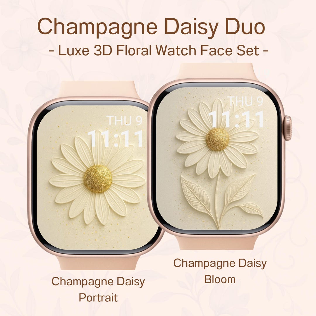 Champagne Daisy Watch Face Set – 3D Floral Smart Watch Wallpaper - Etsy