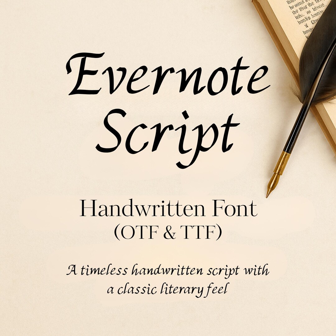 Evernote Script Font OTF TTF | Handwritten Digital Download Typeface - Etsy
