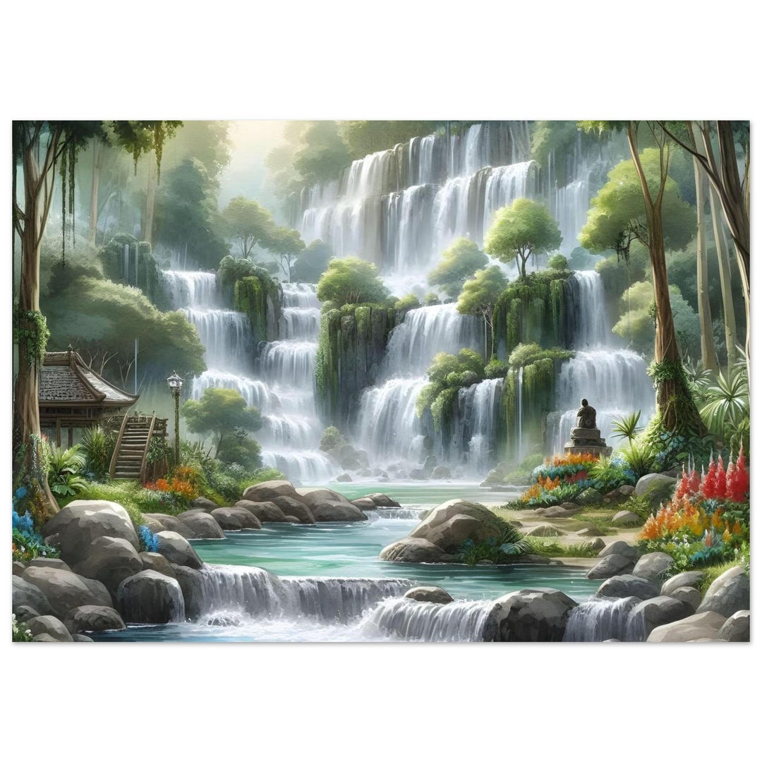 Poster Cascade Zen | Affiche Murale Paysage Relaxant | Décoration ...