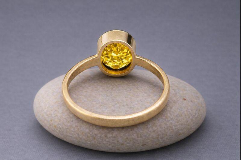 Unisex Yellow Sapphire Ring, Panchdhatu Gold Plated (oval Bezel Setting ...