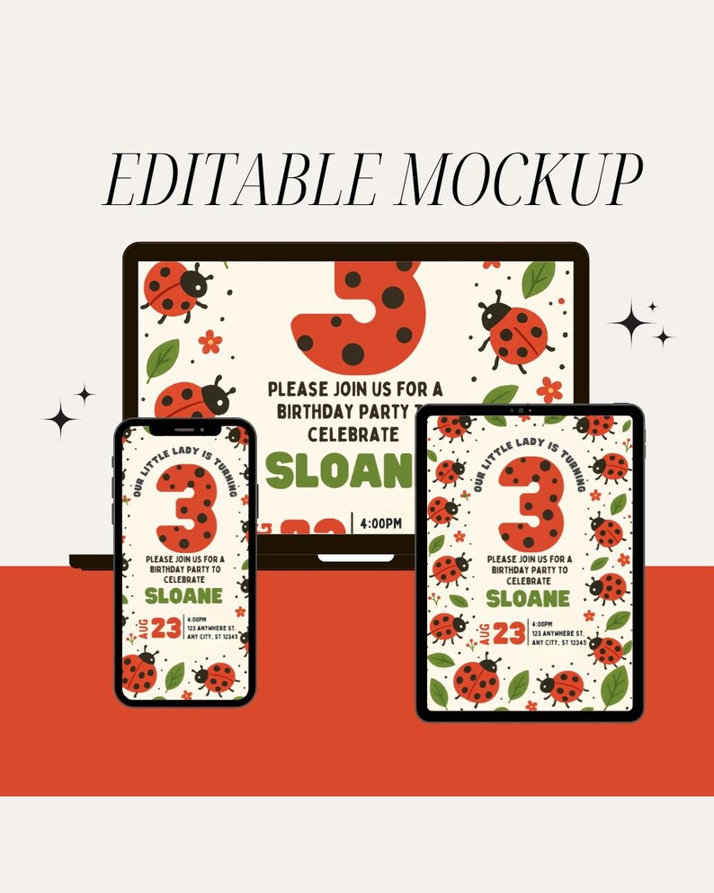 Editable Ladybug Birthday Invitation | Little Lady Bug Party | Instant ...