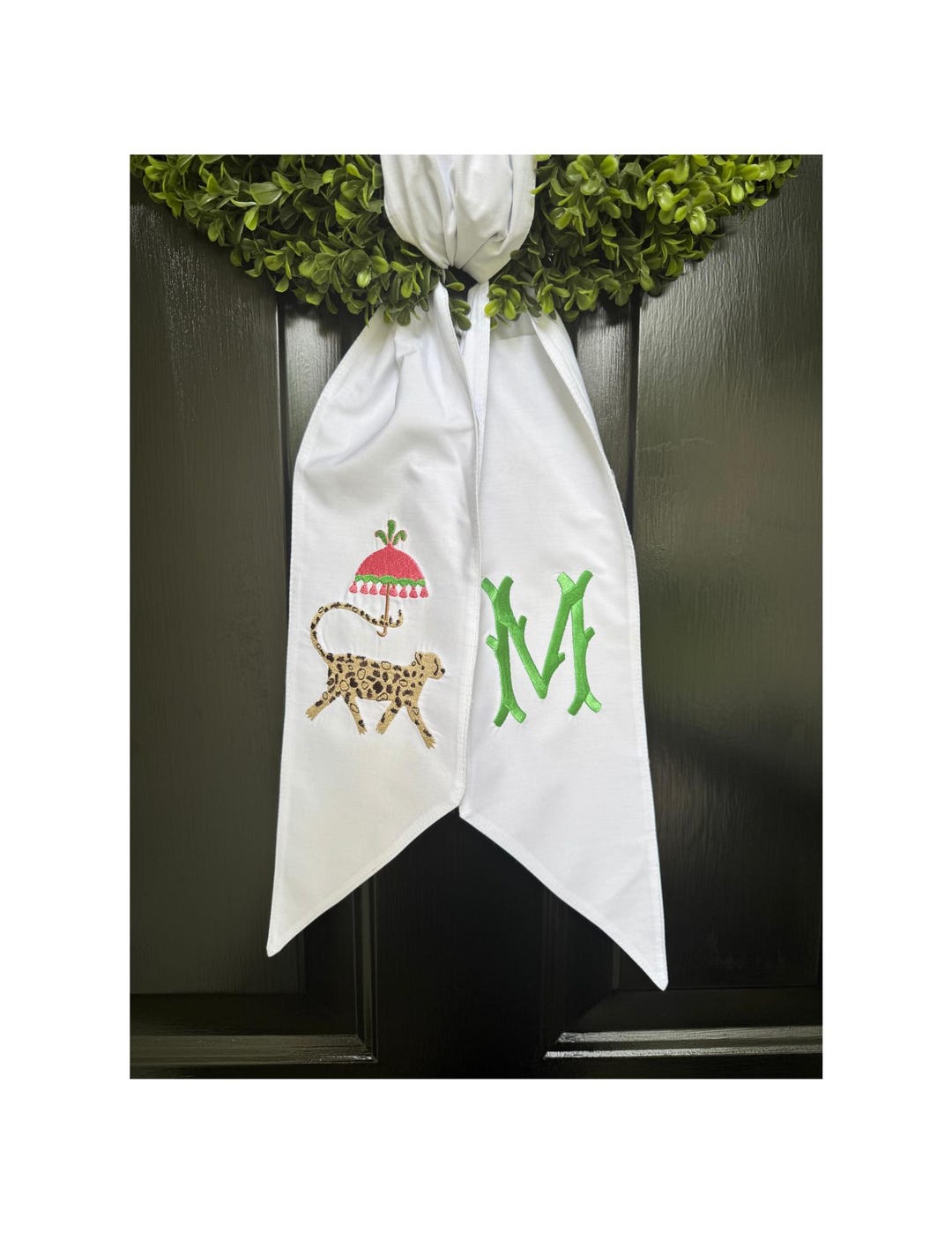 Monogrammed Leopard Wreath Sash: Custom Initial Door Decor - Etsy