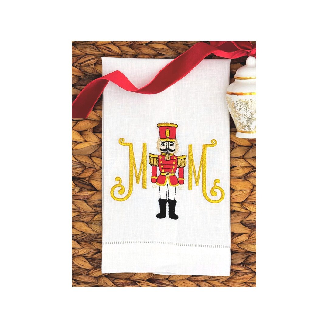 Monogrammed Nutcracker Christmas Guest Towel – Embroidered Hemstitch ...