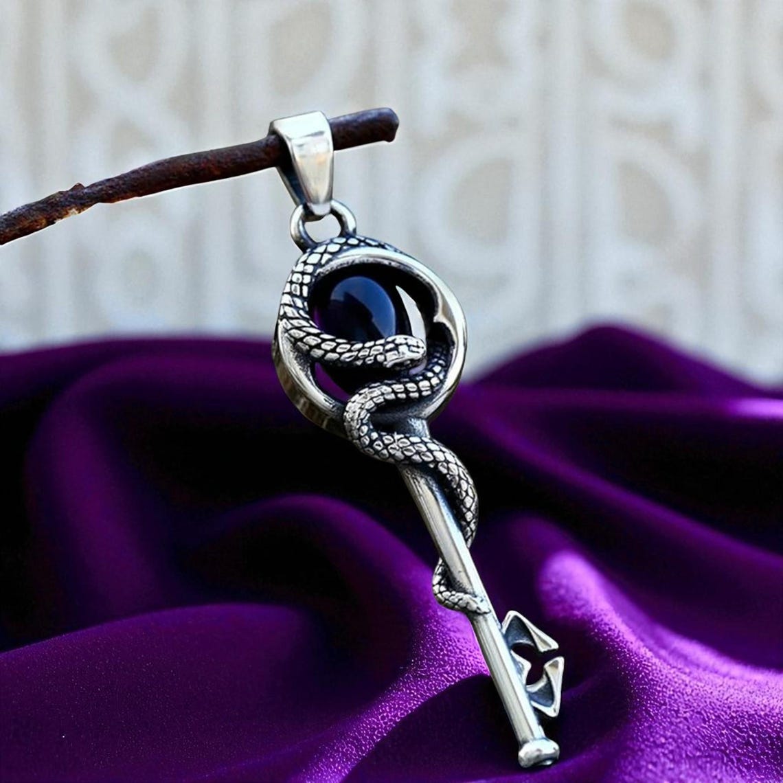 Purple Crystal Key Necklace: Gothic Witchy Jewelry Gift - Etsy